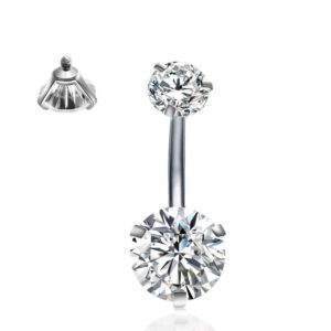 gabry&jwl 14g belly button rings 316l stainless steel navel rings for women cz belly rings belly piercing jewelry(equipped with alternate top zircon)(clear)