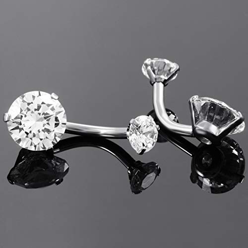 Gabry&jwl 14G Belly Button Rings 316L Stainless Steel Navel Rings for Women CZ Belly Rings Belly Piercing Jewelry(Equipped with Alternate Top Zircon)(Clear)