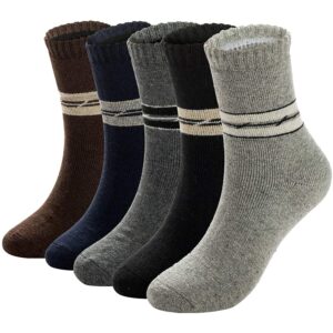 adfolf mens warm wool socks thick winter thermal stripe wool crew socks (mix_2,stripeb)