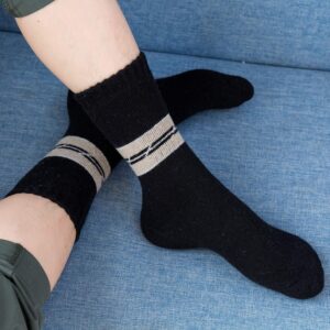 ADFOLF Mens Warm Wool Socks Thick Winter Thermal Stripe Wool Crew Socks (Mix_2,stripeB)