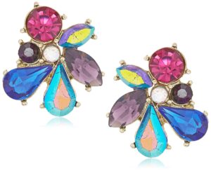 betsey johnson stone cluster button earrings