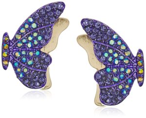 betsey johnson pave butterfly stud earrings