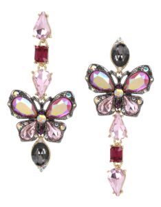 betsey johnson butterfly mismatch linear earrings