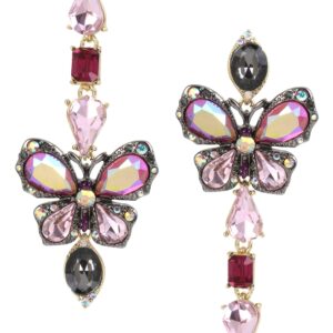 Betsey Johnson Butterfly Mismatch Linear Earrings