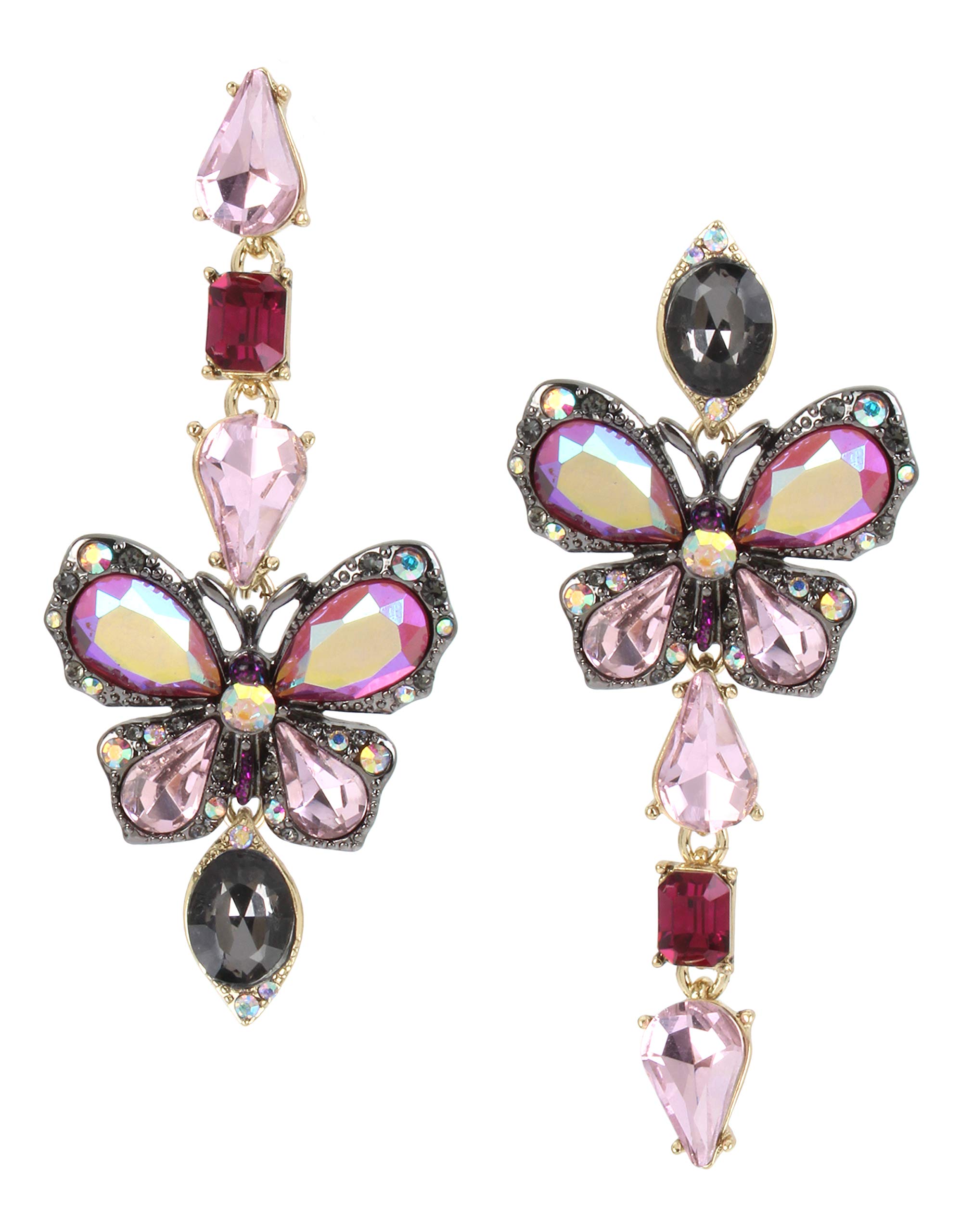 Betsey Johnson Butterfly Mismatch Linear Earrings