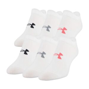 under armour women's essential 2.0 no show socks, 6-pairs , white assorted , medium