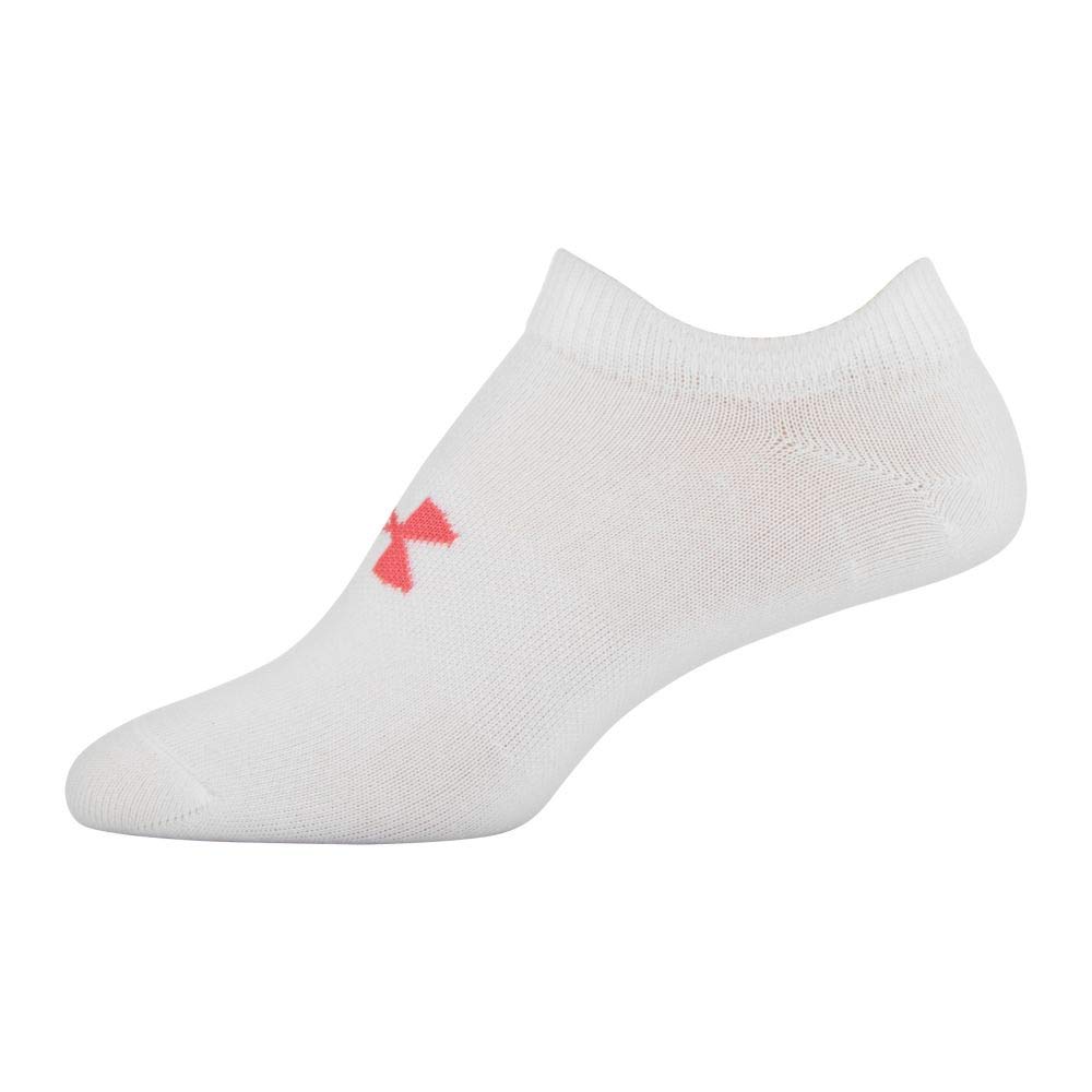 Under Armour Women's Essential 2.0 No Show Socks, 6-Pairs , White Assorted , Medium