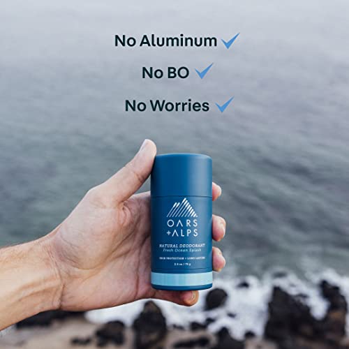 Oars + Alps Aluminum Free Deodorant for Men and Women, Dermatologist Tested and Made with Clean Ingredients, Vegan, Travel Size, Fresh Ocean Splash, 1 Pack, 2.6 Oz