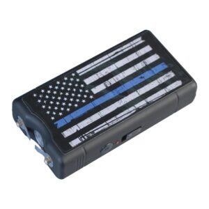 police force blue line 9,000,000* stun gun flashlight for self defense w/disable pin, safety switch, and rechargeable battery