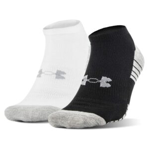 under armour tech no show socks 2 pairs, black/white assorted, medium