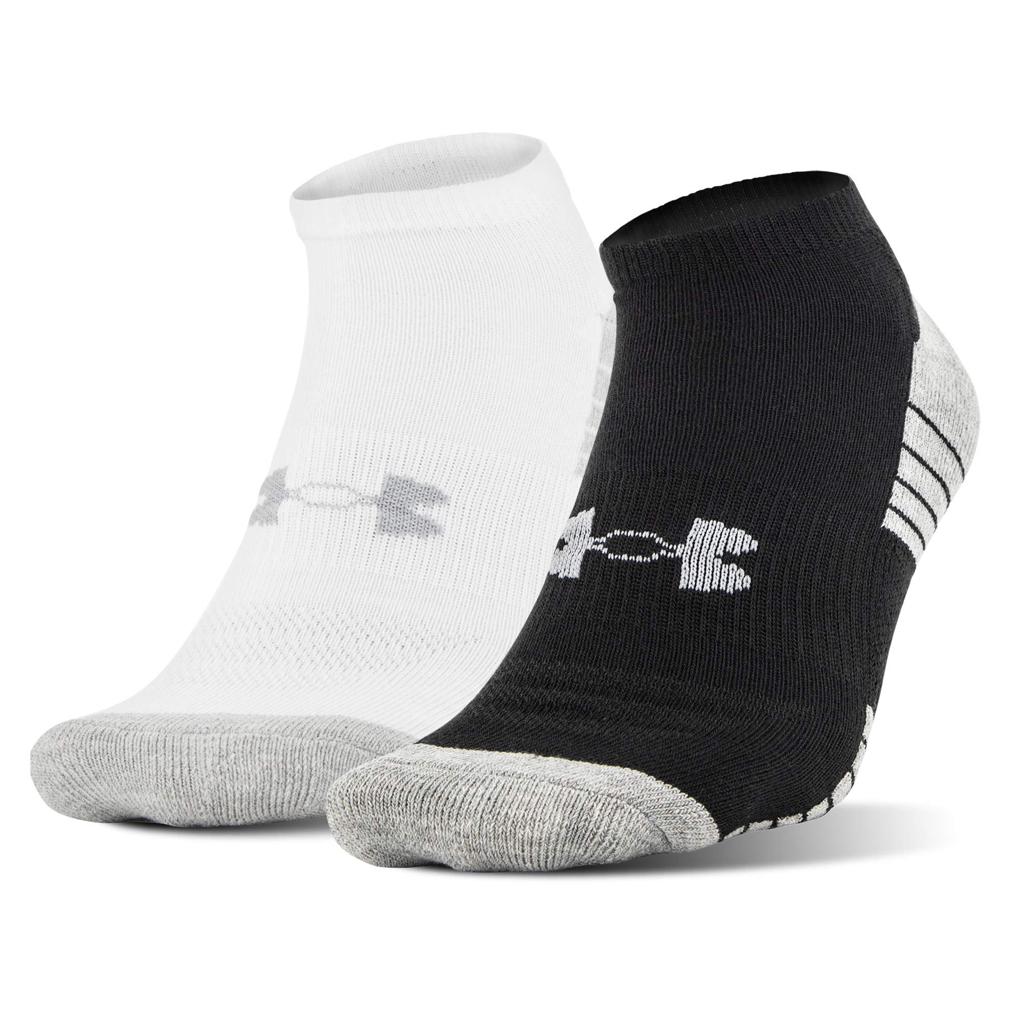 Under Armour Tech No Show Socks 2 Pairs, Black/White Assorted, Medium