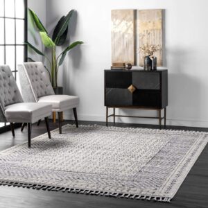 nuloom claudia diamond tassel area rug, 8x10, ivory