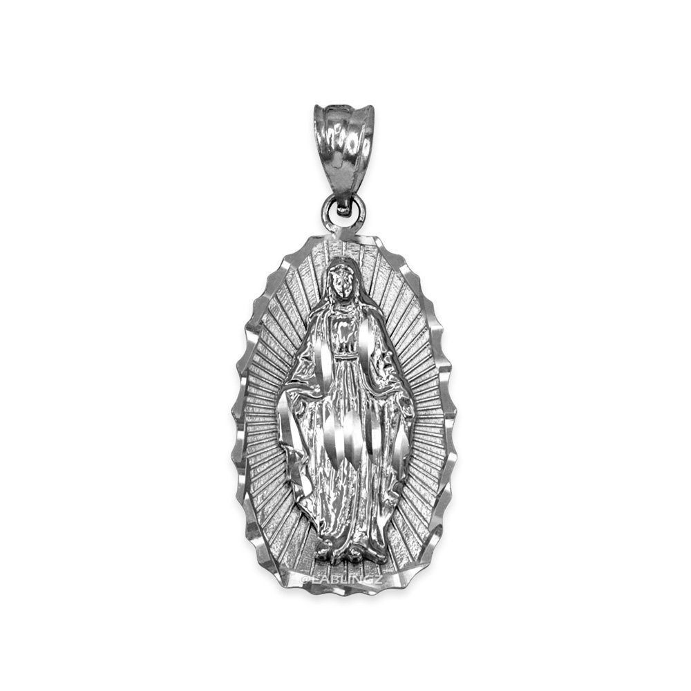 LA BLINGZ Sterling Silver Lady of Guadalupe DC Pendant