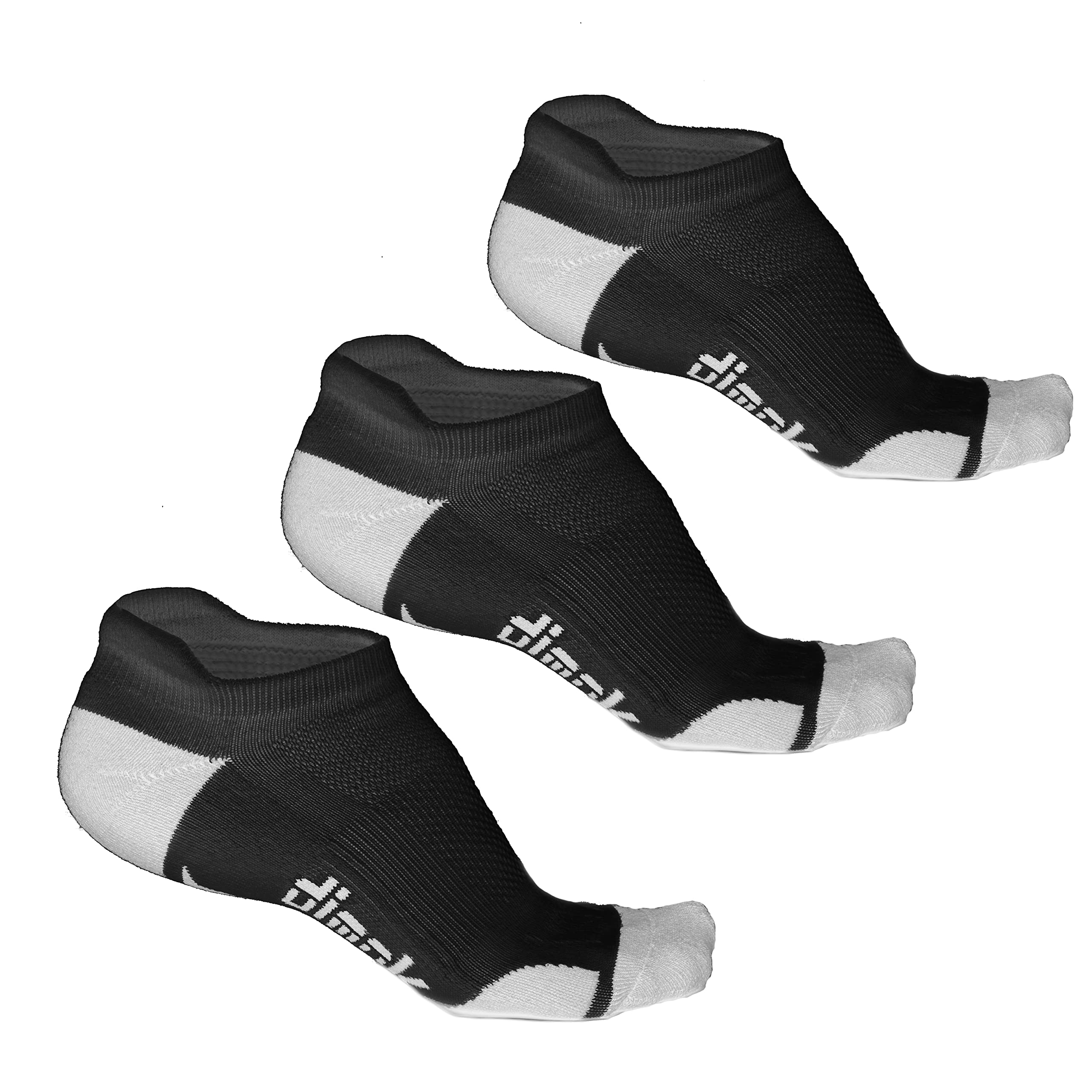 dimok Athletic Running Socks - No Show Wicking Blister Resistant Long Distance Sport Socks for Men and Women (Black, Medium)