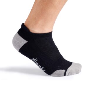 dimok Athletic Running Socks - No Show Wicking Blister Resistant Long Distance Sport Socks for Men and Women (Black, Medium)