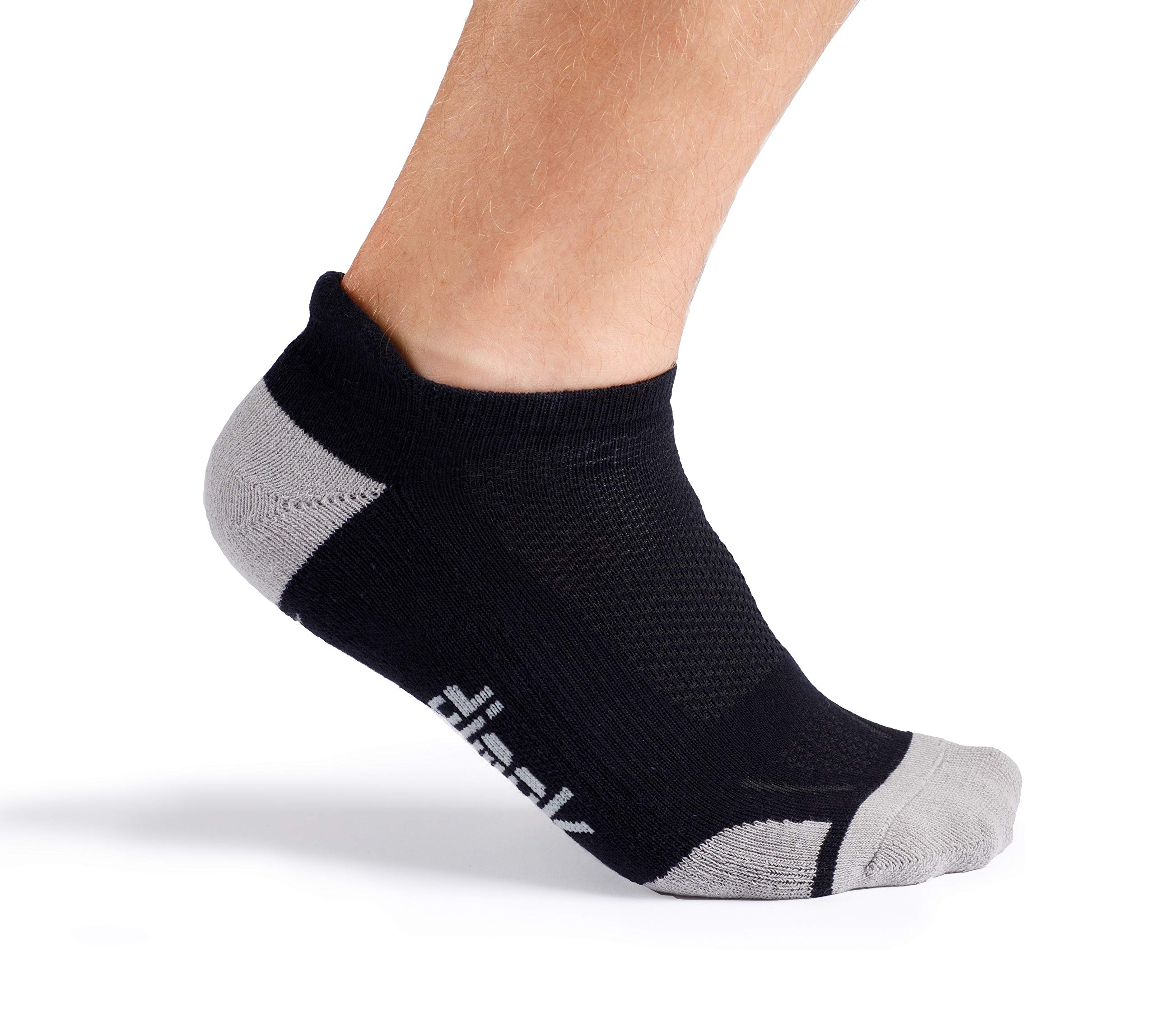 dimok Athletic Running Socks - No Show Wicking Blister Resistant Long Distance Sport Socks for Men and Women (Black, Medium)