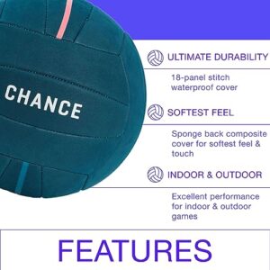 Chance Soft Volleyball - Waterproof Indoor/Outdoor Beach/Pool All-Ages Recreational Training Ball (Size 5) (Celine - Teal)