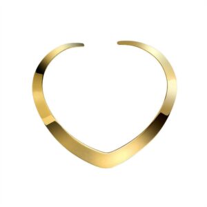 forleiton high polished stainless steel necklace love choker heart shape women statement jewelry (yellow gold)