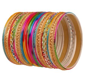 touchstone "gorgeous rainbow bangle collection". indian bollywood colorful bangle bracelets. set of 24. in antique gold tone for women.