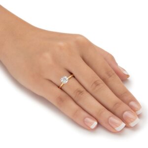 PalmBeach Yellow Gold-Plated or Sterling Silver Round Cubic Zirconia Solitaire Engagement Ring Size 8