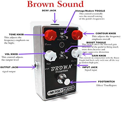 Mosky Audio BROWN Distortion Dual Toggle with Boost Option Hand-Wired Fast, Fast US Ship!