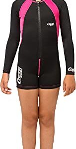 Cressi Kids Swimsuit Long Sleeve, Black/Pink, XL, X-Large