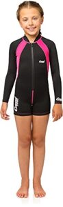 cressi kids swimsuit long sleeve, black/pink, xl, x-large