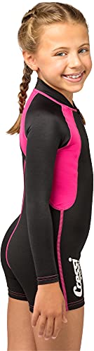 Cressi Kids Swimsuit Long Sleeve, Black/Pink, XL, X-Large