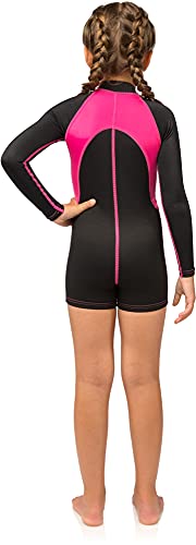 Cressi Kids Swimsuit Long Sleeve, Black/Pink, XL, X-Large