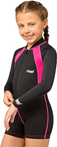 Cressi Kids Swimsuit Long Sleeve, Black/Pink, XL, X-Large