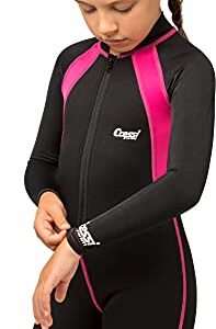 Cressi Kids Swimsuit Long Sleeve, Black/Pink, XL, X-Large