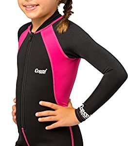 Cressi Kids Swimsuit Long Sleeve, Black/Pink, XL, X-Large