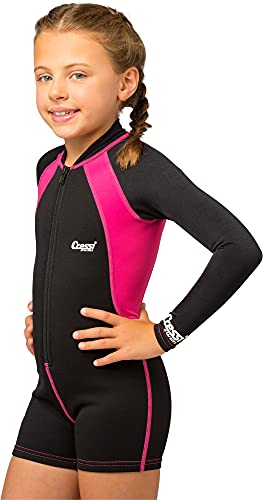 Cressi Kids Swimsuit Long Sleeve, Black/Pink, XL, X-Large