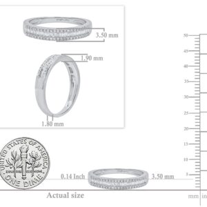 Dazzlingrock Collection 0.30 Carat (ctw) 10K Round & Baguette Diamond Ladies Wedding Band 1/3 CT, White Gold, Size 7