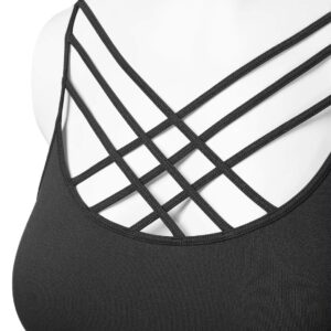 Basic Criss Cross Strappy Backless Racerback Seamless Bralette MIDGREY 1X2X