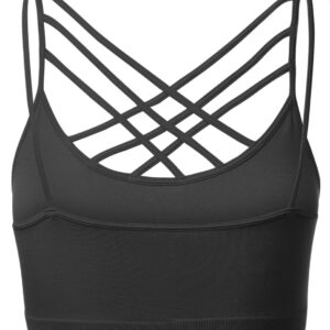 Basic Criss Cross Strappy Backless Racerback Seamless Bralette MIDGREY 1X2X