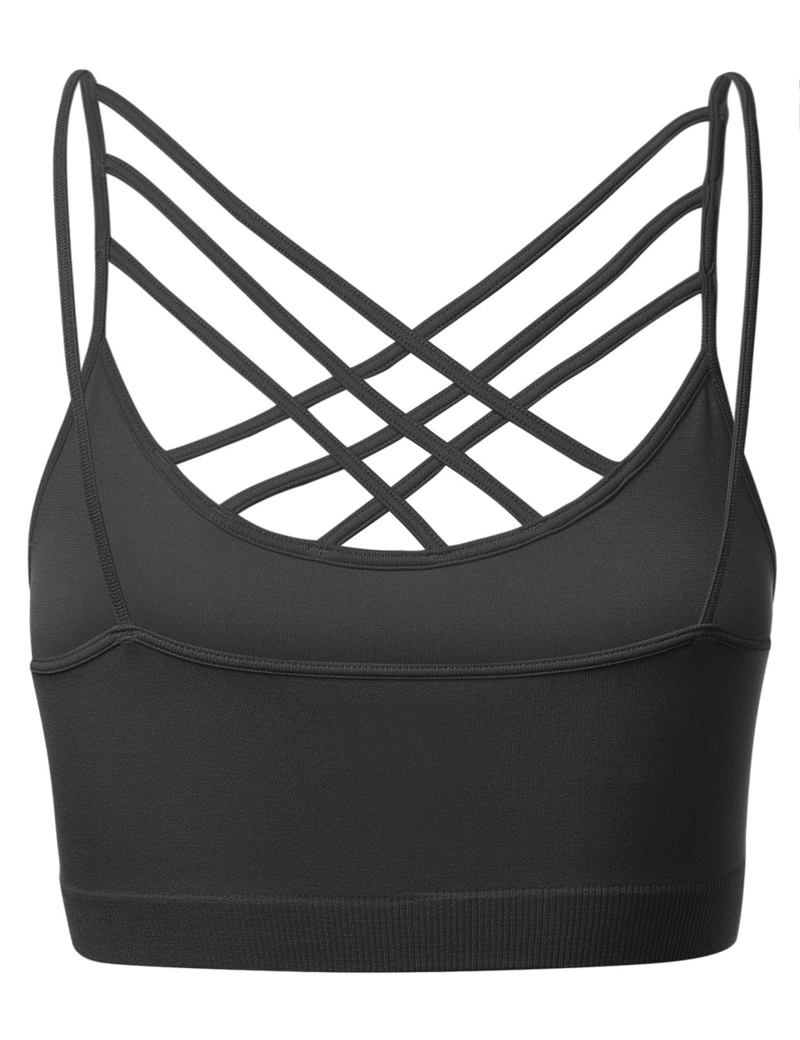 Basic Criss Cross Strappy Backless Racerback Seamless Bralette MIDGREY 1X2X