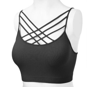 Basic Criss Cross Strappy Backless Racerback Seamless Bralette MIDGREY 1X2X