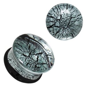 silver and black glass saddle wildklass plug (5/8")