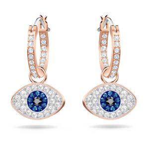 swarovski unisex symbolic evil eye hoop pierced earrings, rose-gold tone 5425857