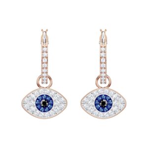 SWAROVSKI Unisex Symbolic Evil Eye Hoop Pierced Earrings, Rose-Gold Tone 5425857