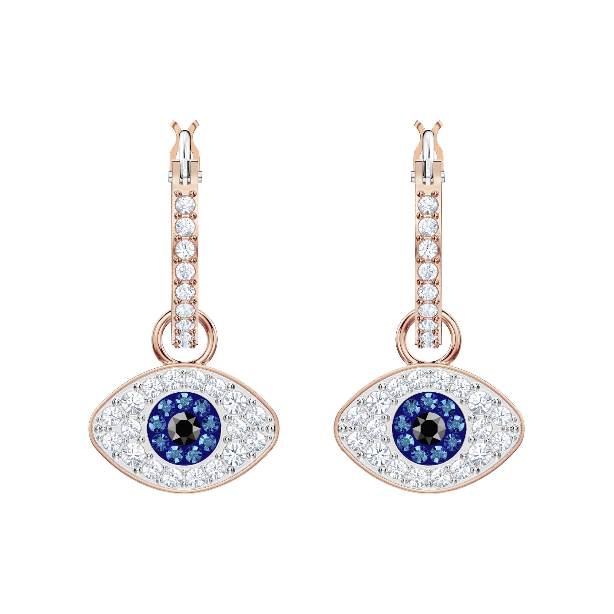 SWAROVSKI Unisex Symbolic Evil Eye Hoop Pierced Earrings, Rose-Gold Tone 5425857