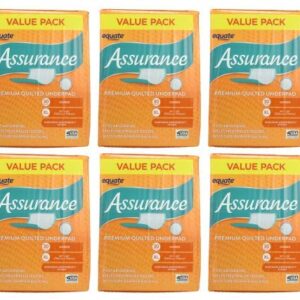 Equate Assurance Maximum Absorbency Unisex Premium Quilted Underpad Value Pack, XL, 30 Count (Pack of 6)