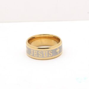 Ginger Lyne Collection Jesus Cross Gold Plated Stainless Steel Comfort Fit Wedding Band Ring Size 8