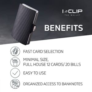 I-CLIP, Premium Men's Leather Wallet, Versatile Changeable Money clip, Secure Card Holder, Compact Men's Wallet Minimalist, Sleek Slim Design, Perfect Money Clip Wallet for Men - Gunmetal Black Carbon