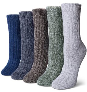 ysense 5 pairs womens wool socks thick knit warm winter socks cozy comfy socks gifts