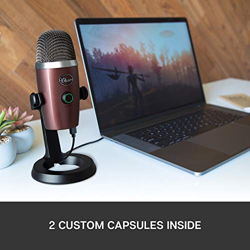 Blue Yeti Nano Premium USB Microphone for Recording, Streaming, Gaming, Podcasting on PC and Mac, Condenser Mic with Blue VO!CE Effects, Cardioid and Omni, No-Latency Monitoring - Red Onyx