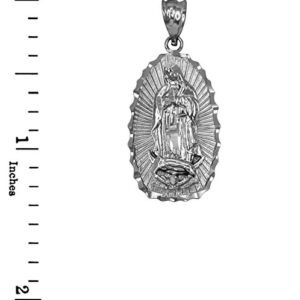 LA BLINGZ Sterling Silver Lady Guadalupe DC Pendant