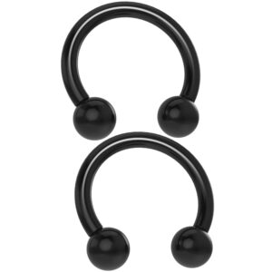 2pc acrylic horseshoe circular barbell 16 gauge 5/16 black plastic uv flexible cartilage earrings