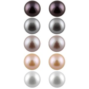 splendid pearls boxed set 5 pairs 7-8mm genuine freshwater cultured pearl stud earrings in 925 sterling silver ✦june birthstone✦